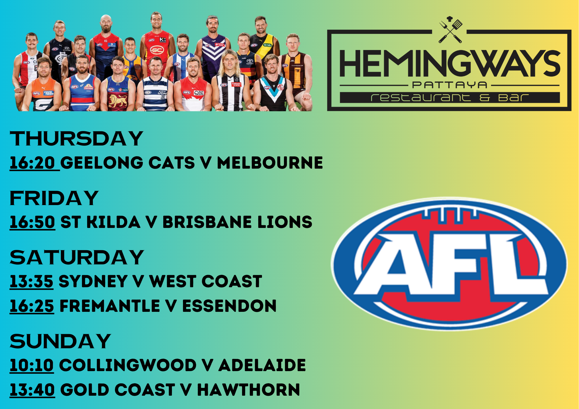 Menu | Hemingways Pattaya